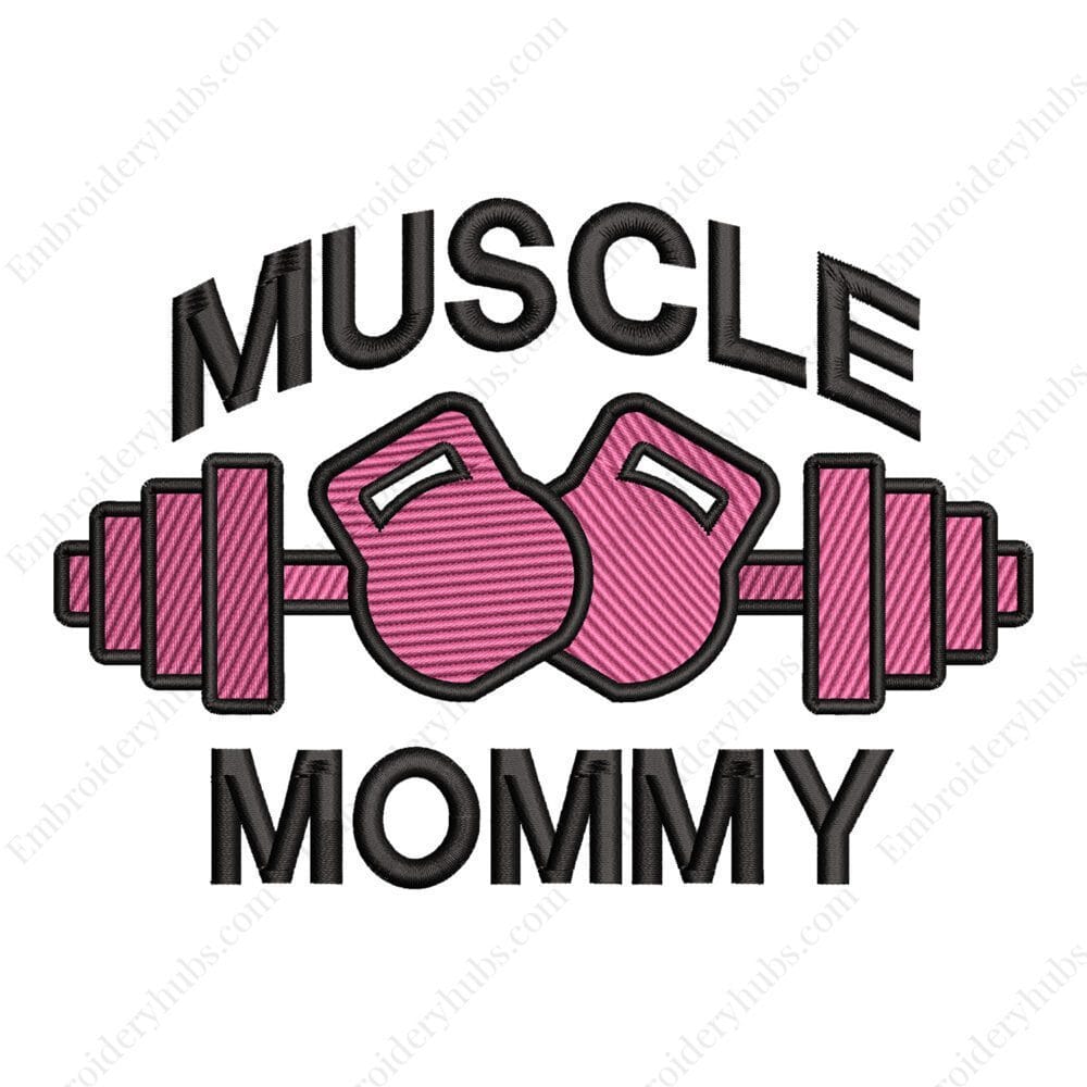 Muscle Mommy Embroidery Design - Gym