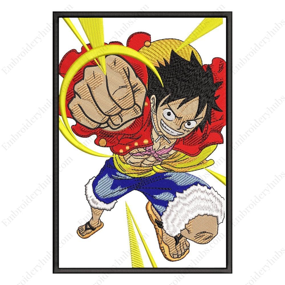 Luffy Punch Anime Embroidery Design - One Piece