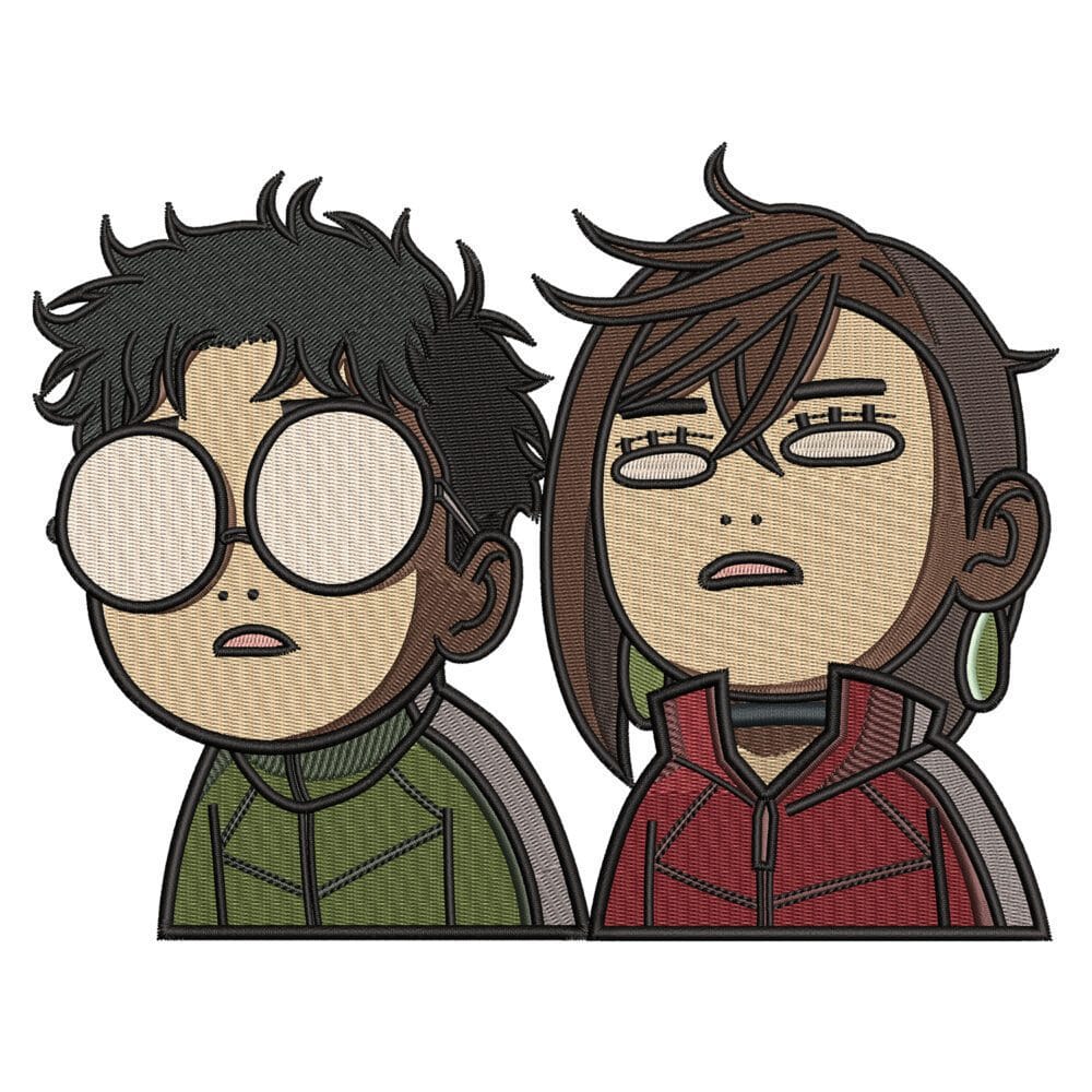 Okarun and Momo Embroidery Design - Dan Da Dan